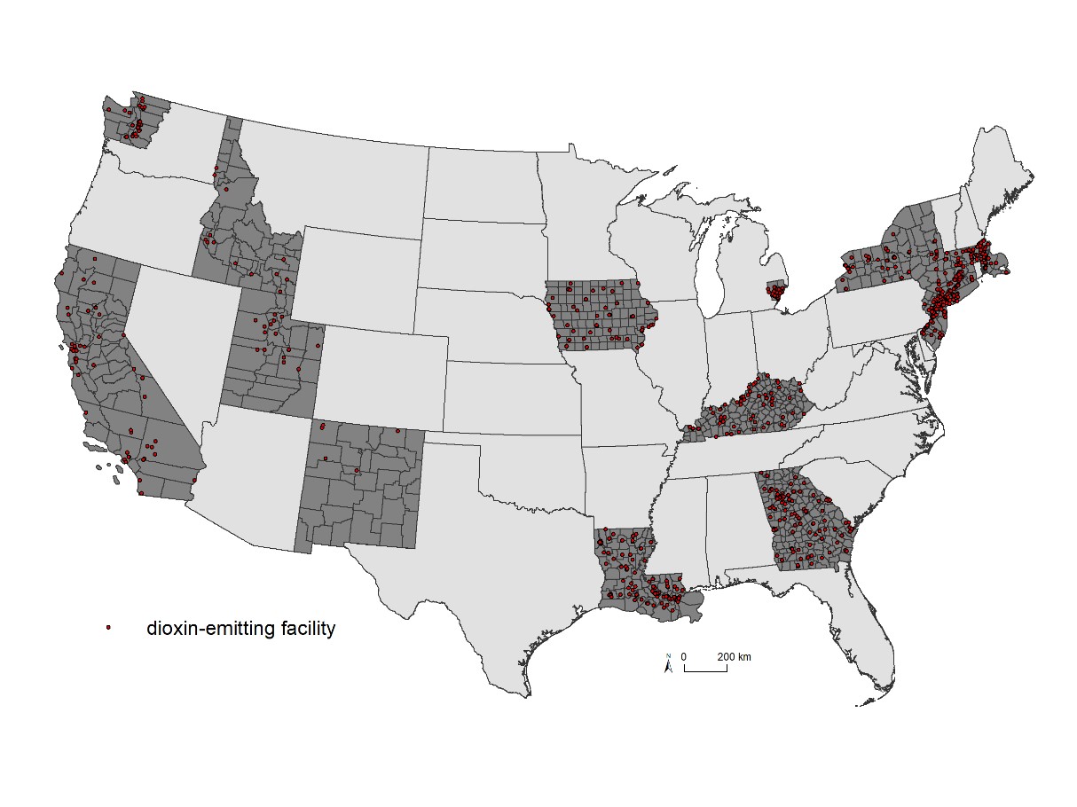 Association between industrial pollutants including dioxins and dioxin ...