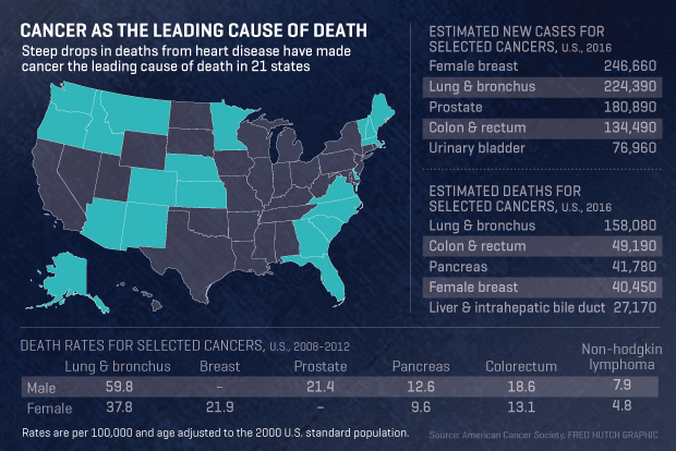 Cancer deaths drop overall, but now top cause in many states | Fred ...